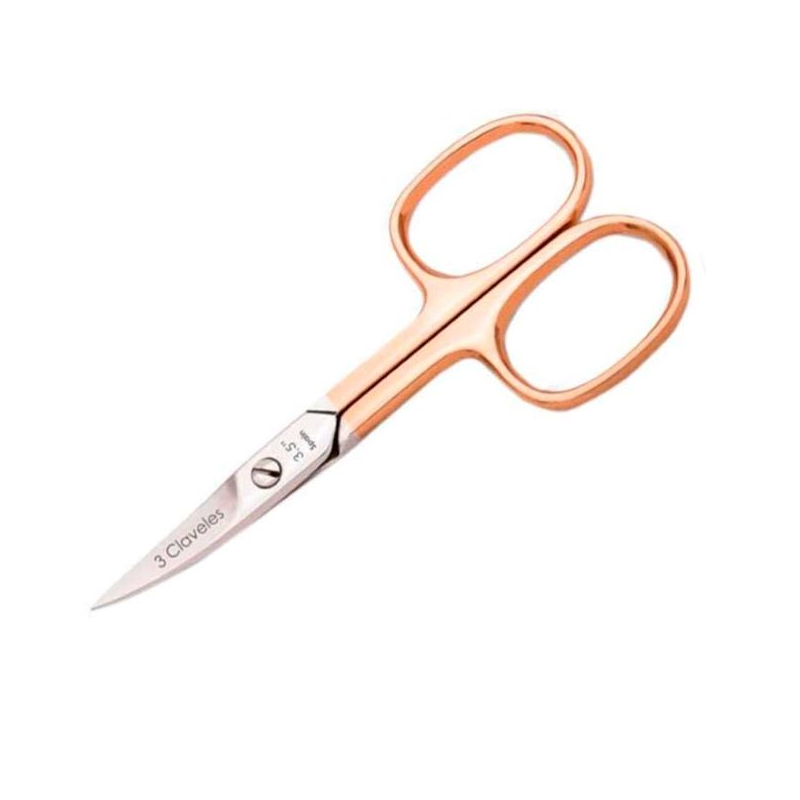 3 Claveles Rose Gold Nail Scissors Curve 9cm
