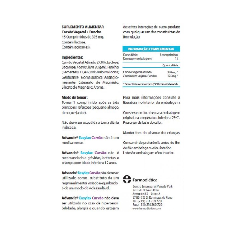 Advancis Easylax Charcoal 45 tablets