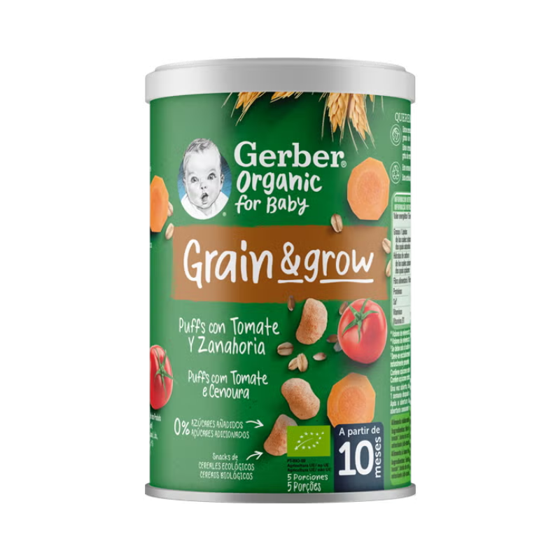 Nestlé Gerber Organic Grain & Grow Puffs Tomato & Carrot 35g +10M