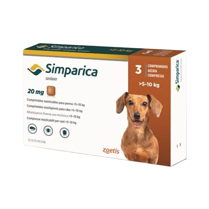Simparica 20mg 5kg - 10kg 3 tablets
