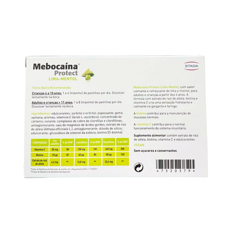 Mebocaína Protect Citron Vert-Menthol 20 comprimés